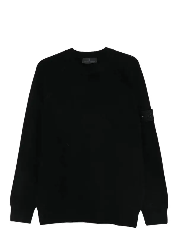Stone Island Long-sleeved Logo-patch Sweater - Black