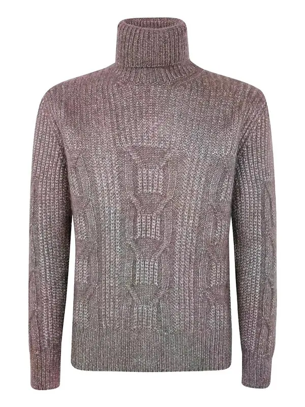 Zegna Cable-knit Turtleneck Cashmere Sweater - Brown