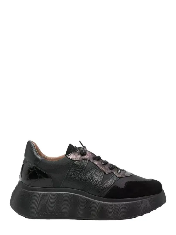 WONDERS Leather Panelled Platform Sneakers - Black