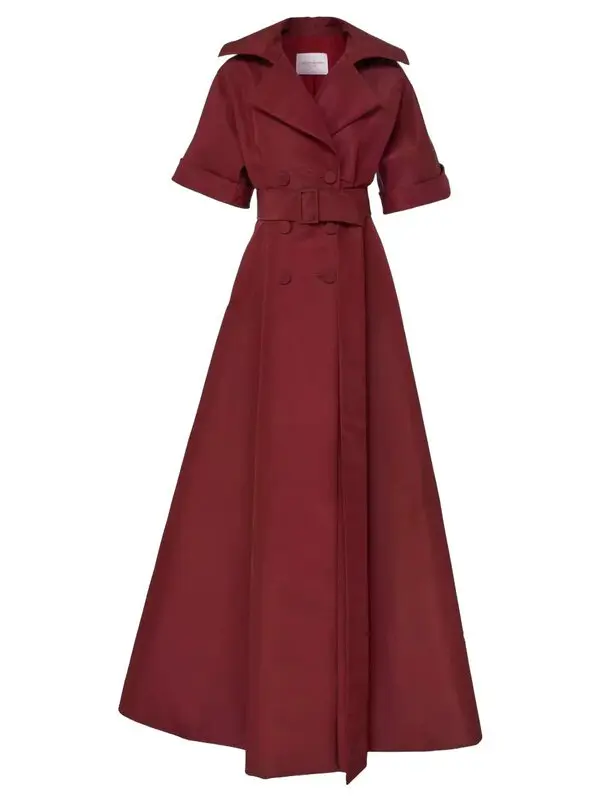 Carolina Herrera Belted Short-sleeve Maxi Dress - Red