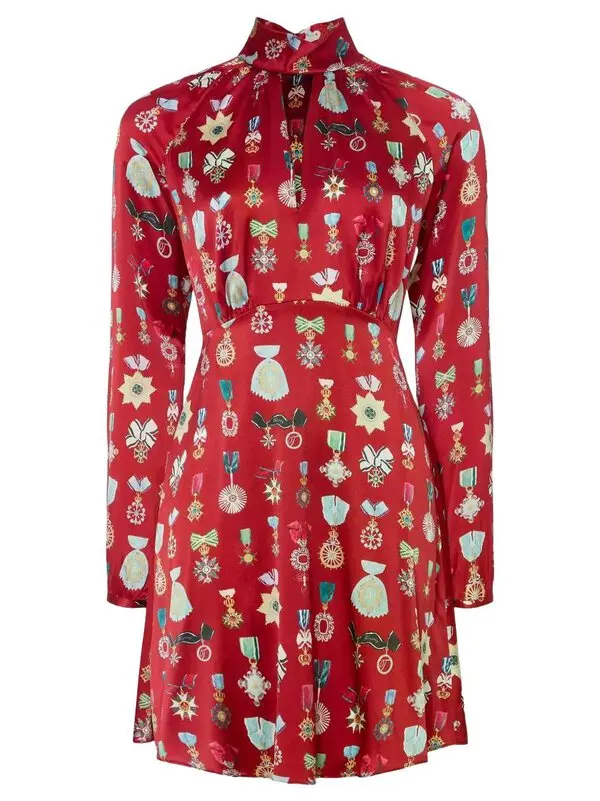 TEMPERLEY LONDON Gloriette Medal-print Mini Dress - Red
