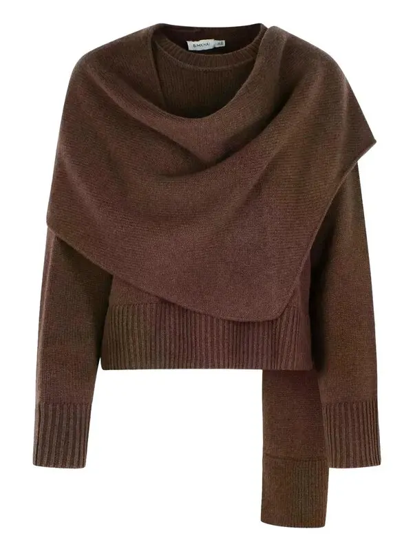 Simkhai Elson Ribbed Scarf-panel Sweater - Brown