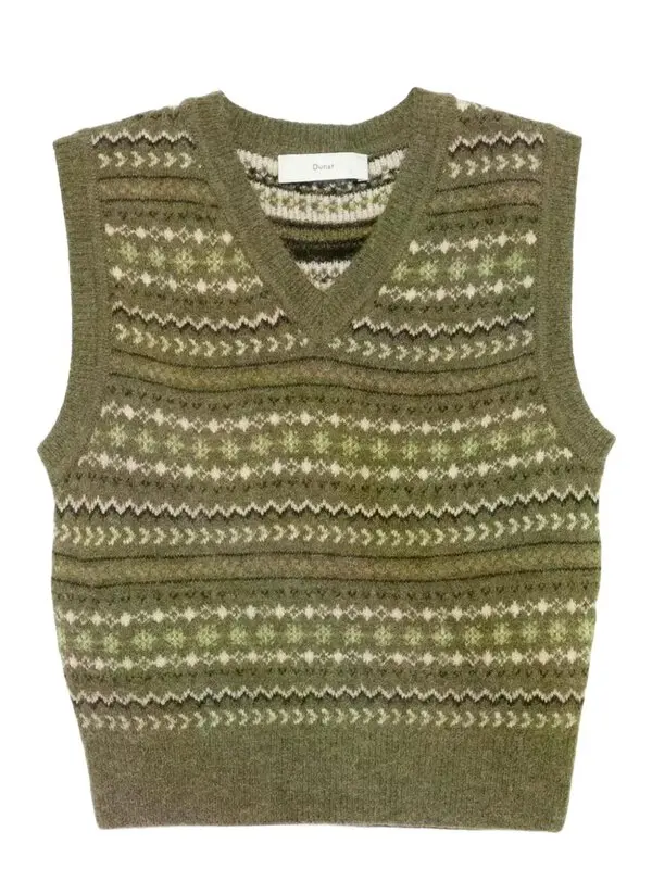 DUNST V-neck Sleeveless Sweater - Green