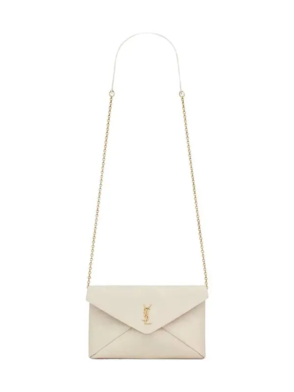 Saint Laurent Cassandre Envelope Chain Crossbody Bag - Neutrals