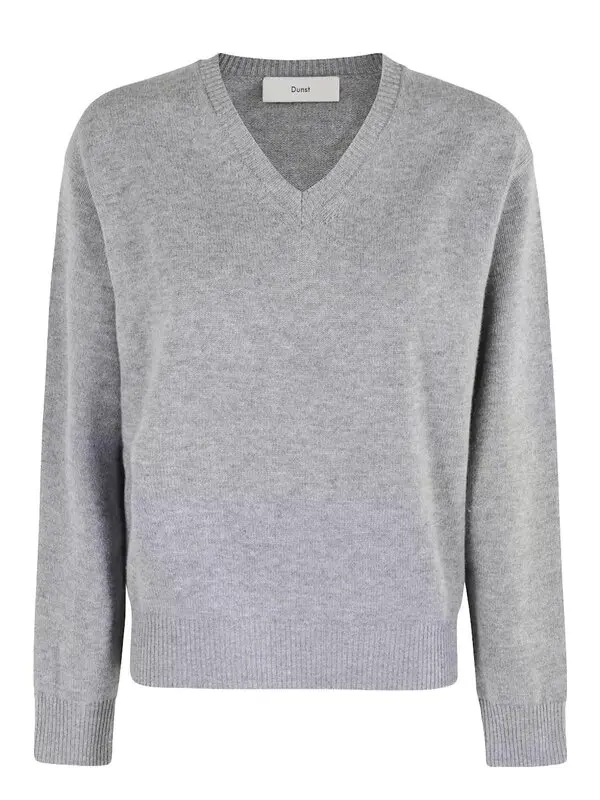 DUNST V-neck Long-sleeve Sweater - Grey