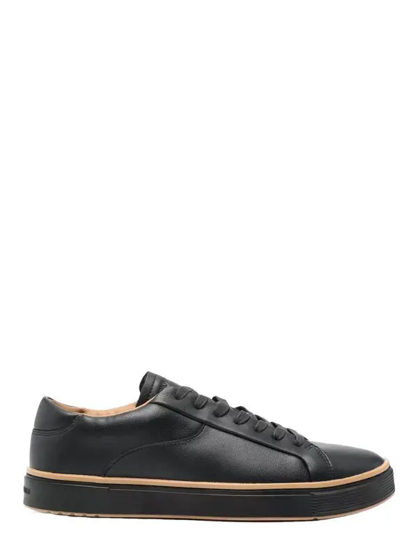 Emporio Armani Leather Lace-up Sneakers - Black