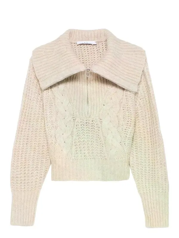 IRO PARIS Cable-knit Half-zip Jumper - Neutrals