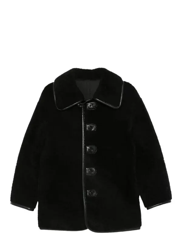 LOW CLASSIC Button-fastening Teddy Jacket - Black