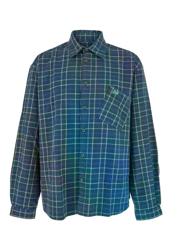 ERL Check-pattern Shirt With Logo Embroidery - Green