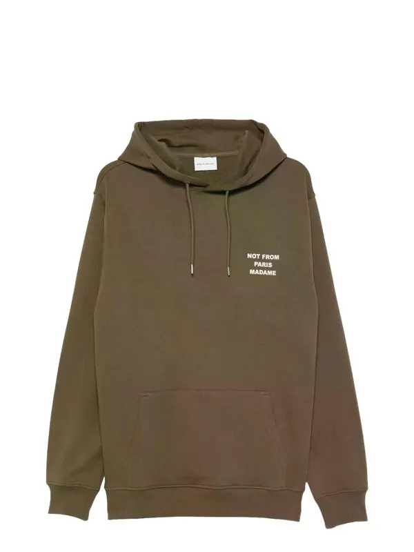 Drole De Monsieur Le Slogan Cotton Hoodie - Brown