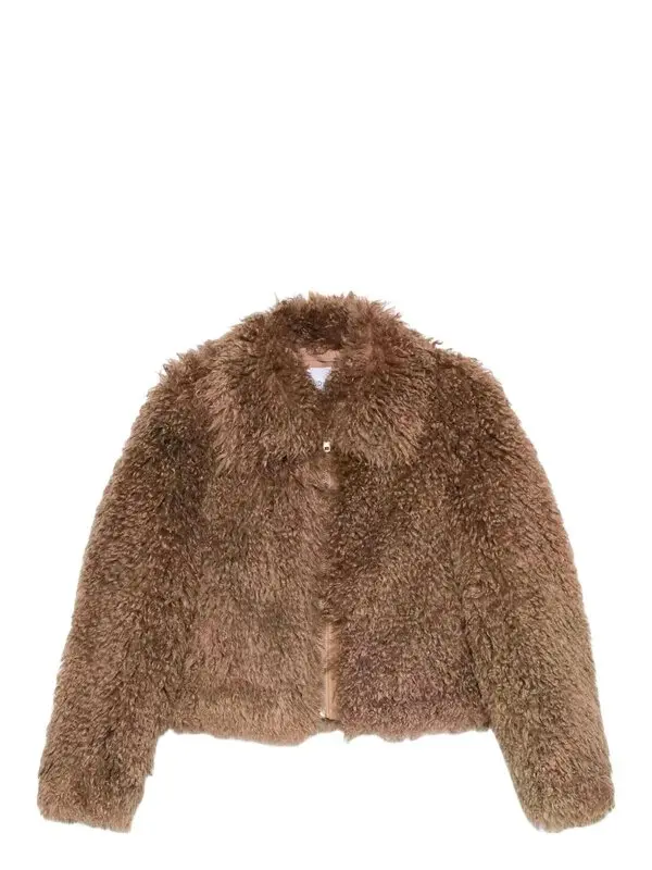 STAND STUDIO Faux-shearling Cropped Jacket - Brown