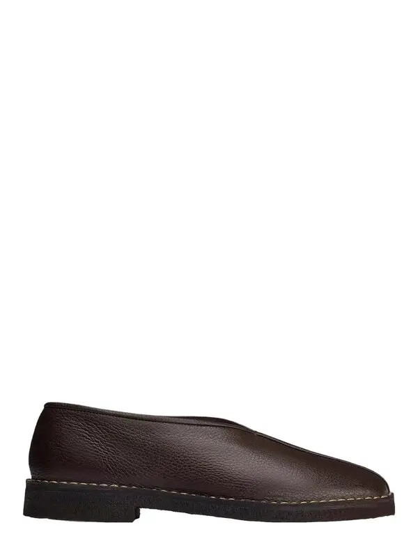 LEMAIRE Square-toe Leather Loafers - Brown