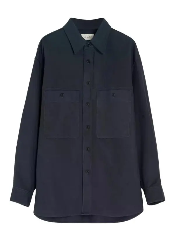 LEMAIRE Patch-pocket Twill Overshirt - Blue