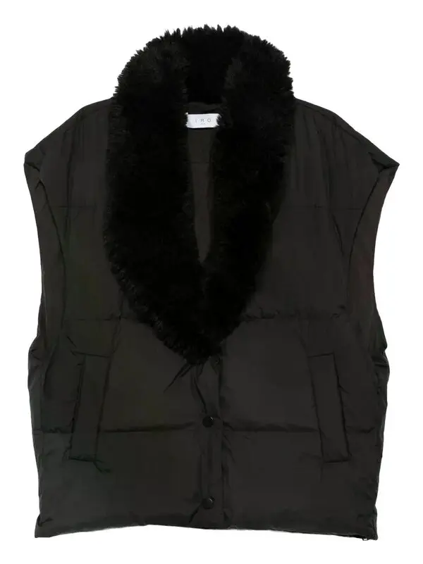 IRO PARIS Quilted Faux-fur Collar Vest - Black