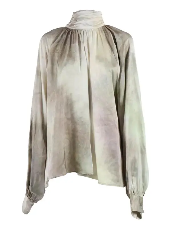 BALLANTYNE High-neck Tie-dye Blouse - Grey