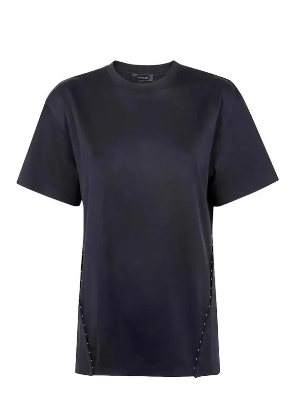 MUGLER Metallic-detail Cotton T-shirt - Black