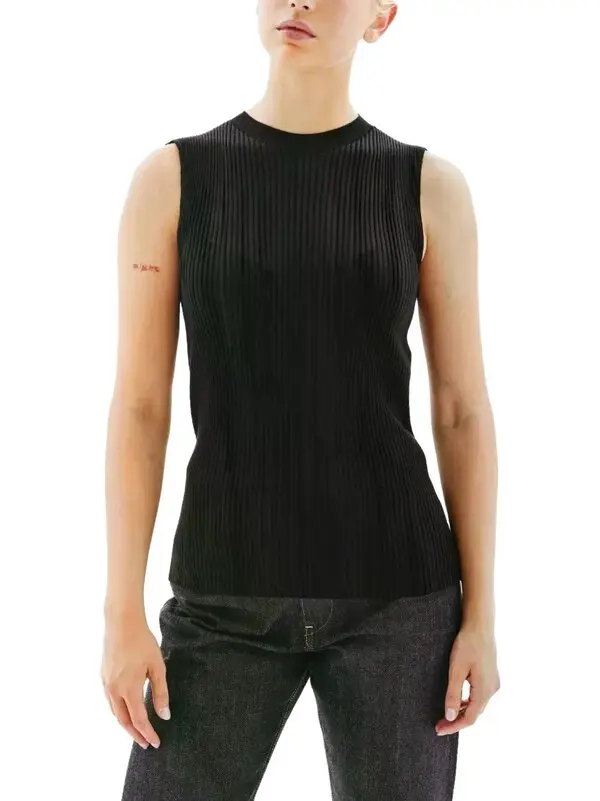 JIL SANDER Sleeveless Ribbed Top - Black