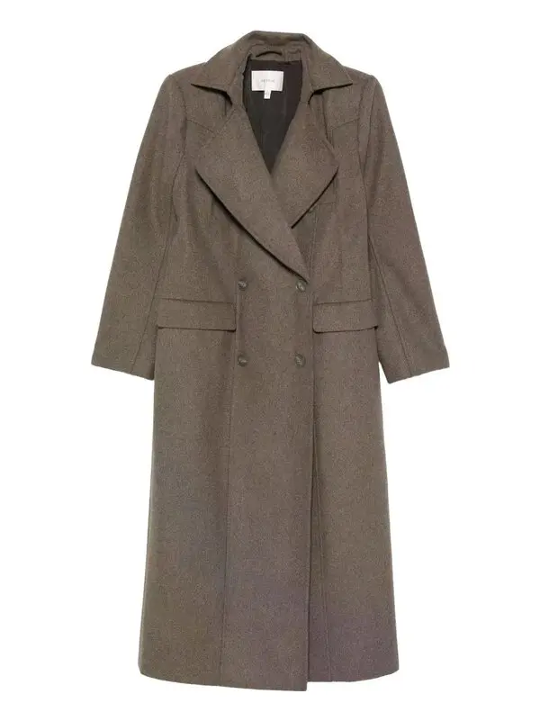GESTUZ Double-breasted Notched Lapel Coat - Brown