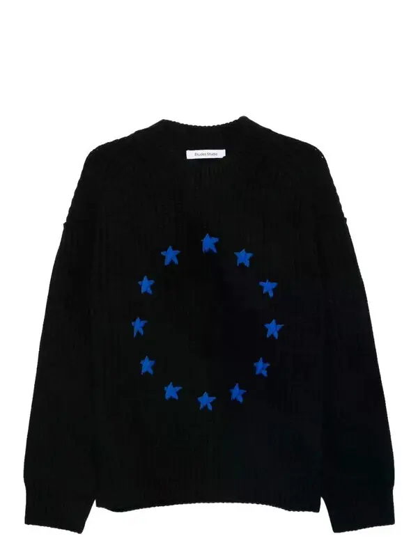 ÉTUDES STUDIO Europa Ribbed Star-embellished Sweater - Black