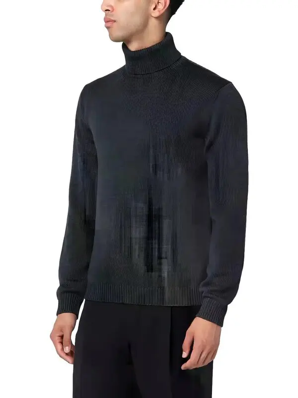 ROBERTO COLLINA Turtleneck Ribbed Sweater - Blue