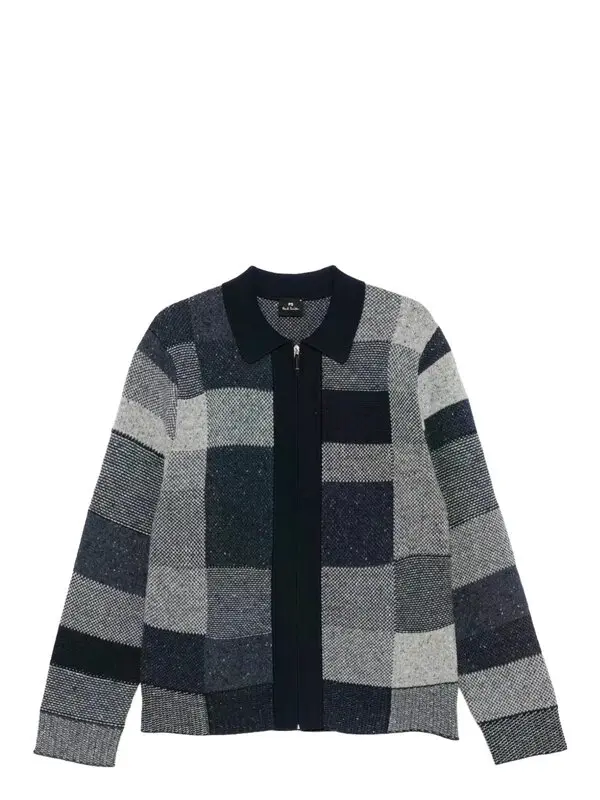 Paul Smith Patchwork-design Zip-up Cardigan - Blue