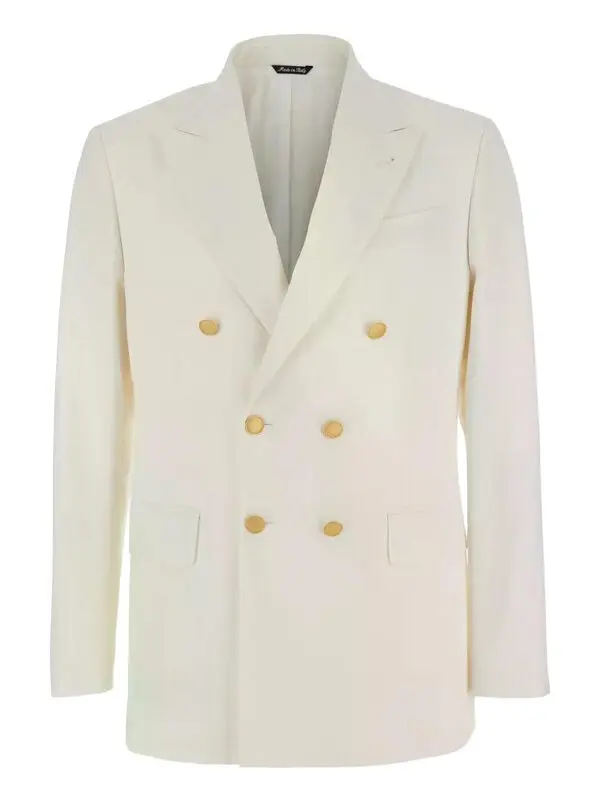 REVERES 1949 Virgin Wool-cotton Blazer - White