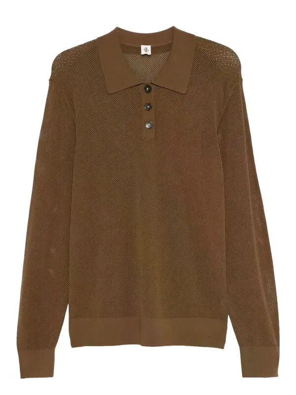 THE GARMENT Mesh Polo Top - Brown