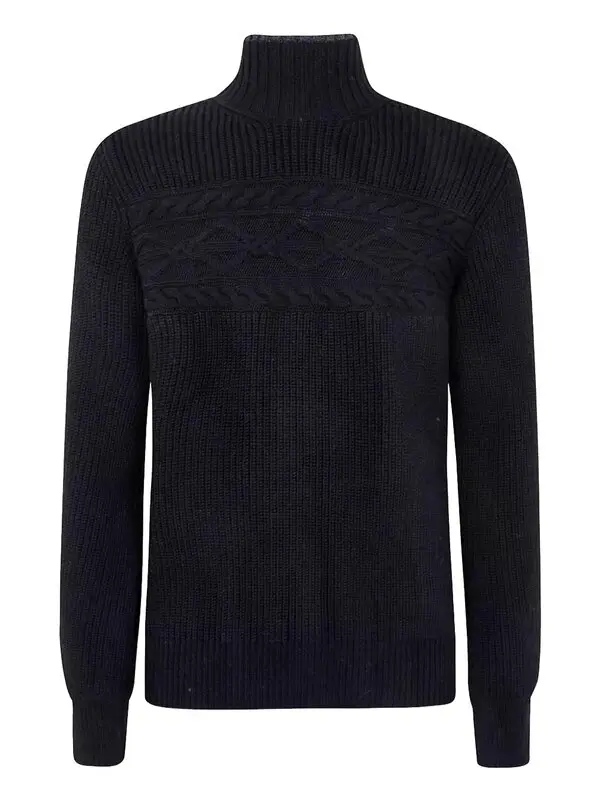 Zegna Cable-knit High-neck Sweater - Black