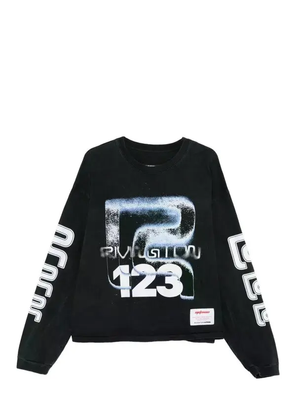 RRR123 Graphic-print Long-sleeve T-shirt - Black