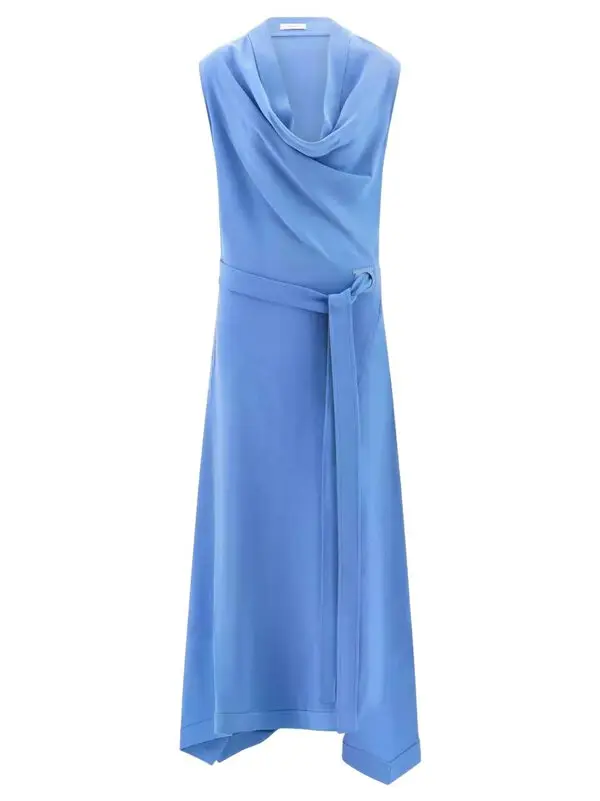 FERRAGAMO Cowl-neck Asymmetric Dress - Blue