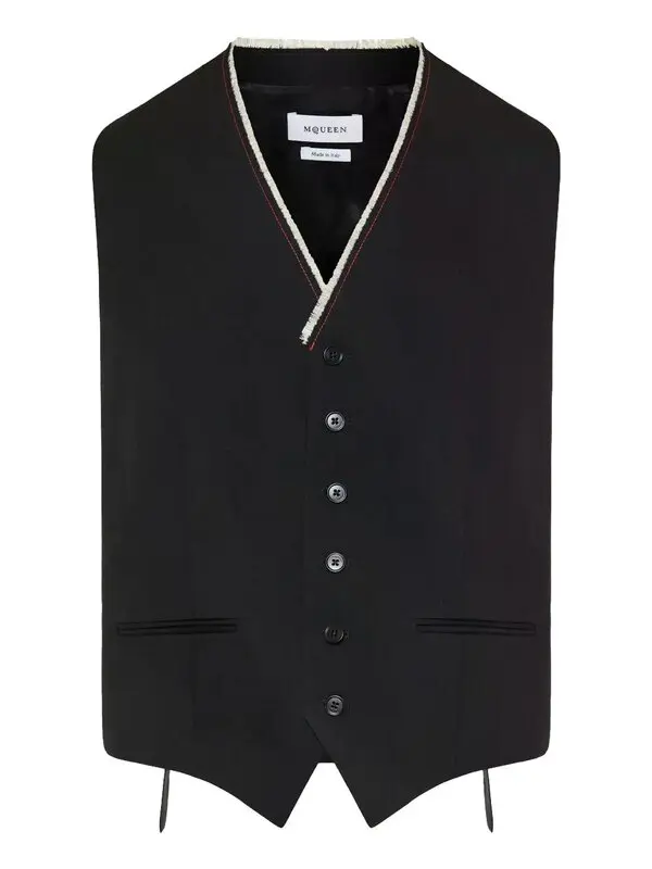Alexander McQueen Contrast-collar Button-fastening Waistcoat - Black