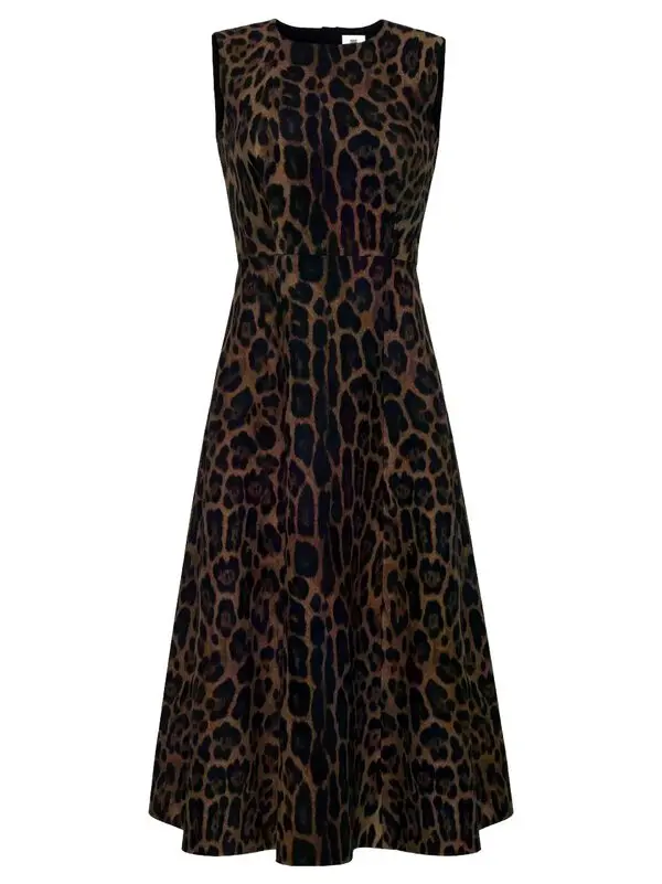 Adam Lippes Eloise Leopard-print Sleeveless Midi Dress - Brown