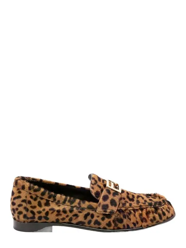 Fendi Baguette Leopard-print Loafers - Brown