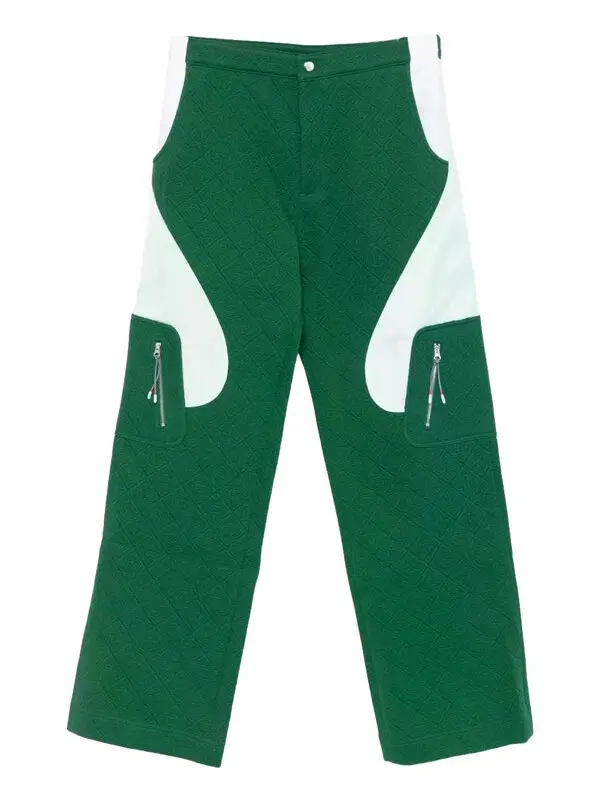 Casablanca Quilted Panelled Trousers - Green