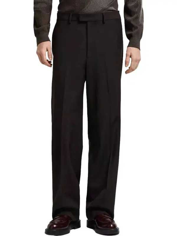 Emporio Armani Wide Leg Wool Trousers - Brown