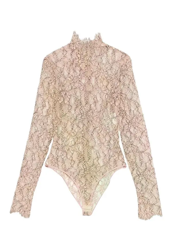 Valentino Garavani Floral Lace High-neck Bodysuit - Neutrals