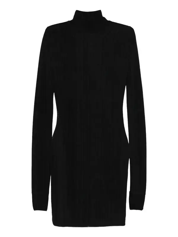 AMAZUIN Ribbed High-neck Top - Black