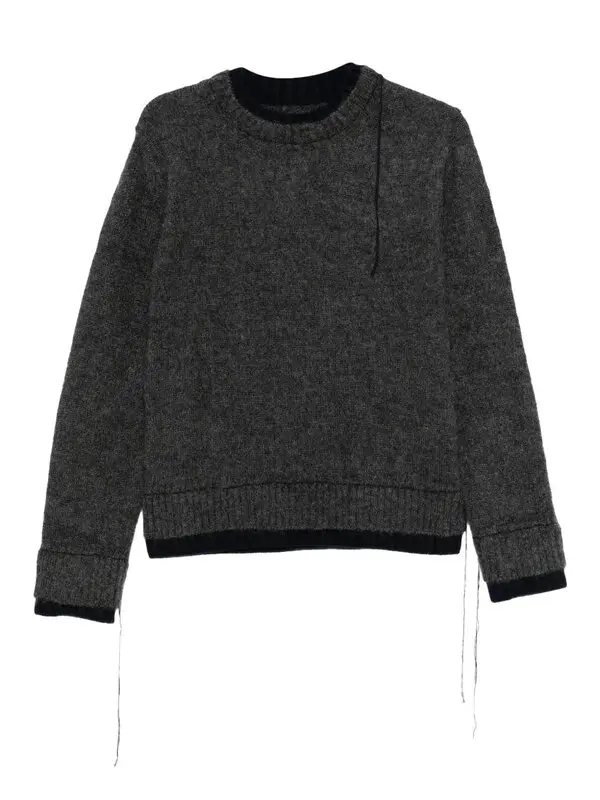 Sacai Double-layered Frayed-edge Sweater - Grey