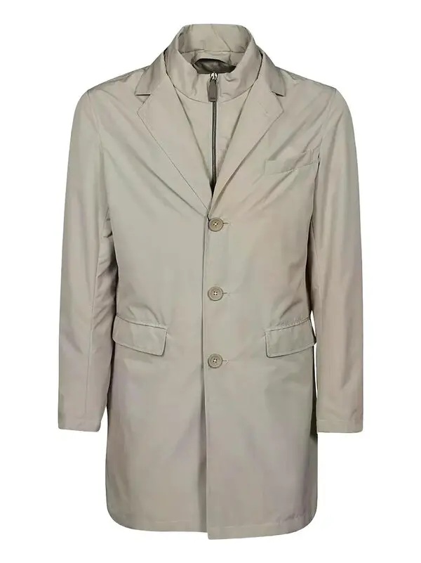 Herno Buttoned High-neck Coat - Neutrals