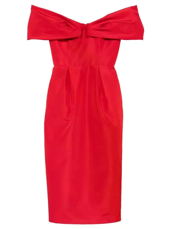 Carolina Herrera Off-shoulder Midi Dress - Red