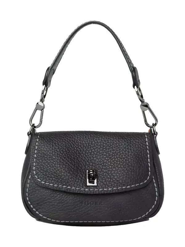 VISONA` Leather Shoulder Bag - Black