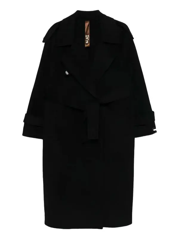 GLOX Belted Long-sleeve Coat - Black
