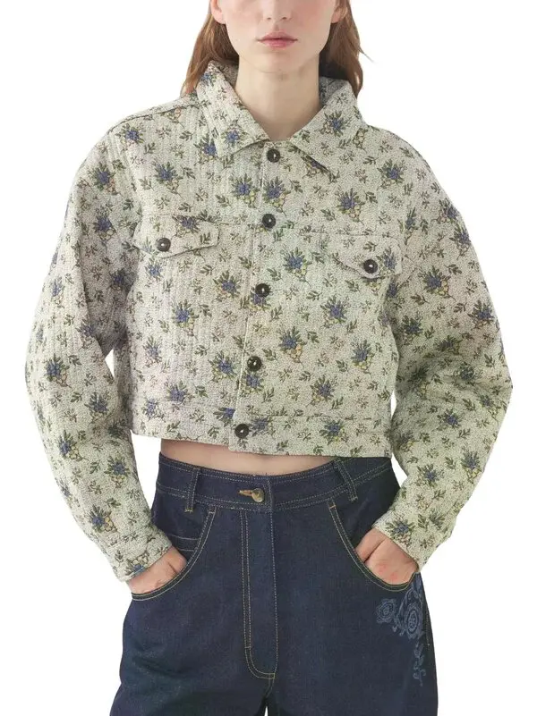 Antik Batik Floral-print Cropped Jacket - Green