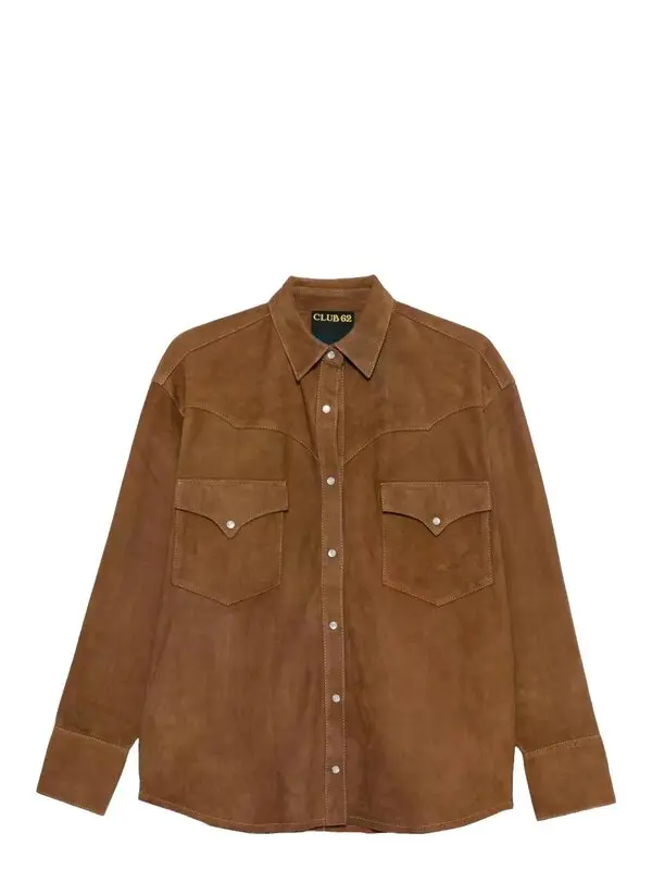 LOIS Long-sleeved Suede Shirt Jacket - Brown