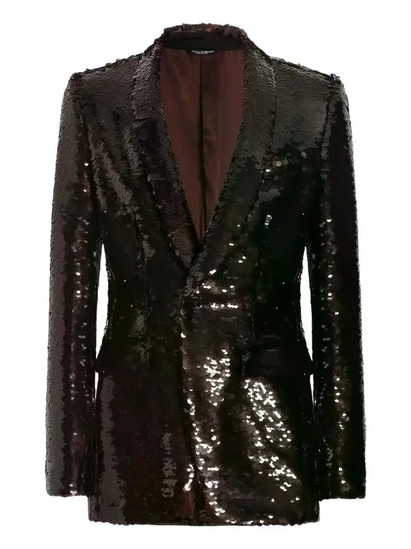 Dolce & Gabbana Sequin-embellished Single-breasted Blazer - Brown