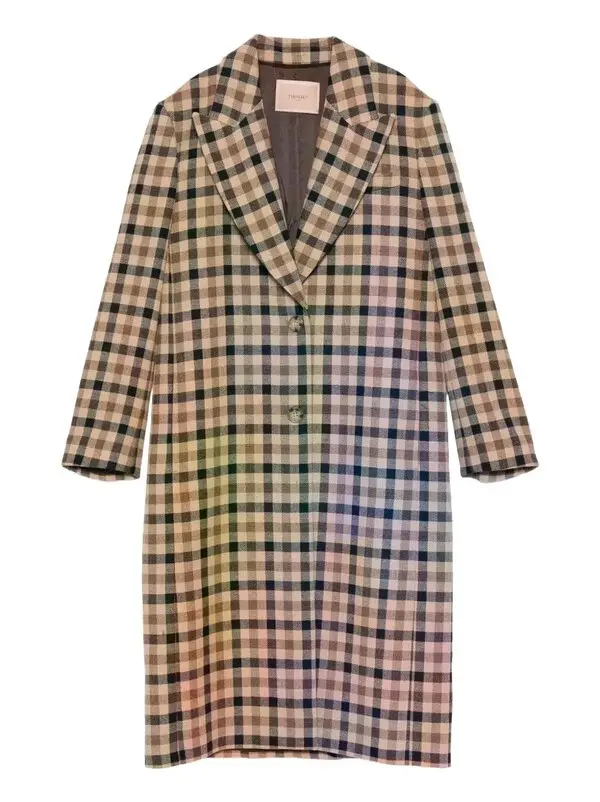 TWINSET Checked Single-breasted Coat - Neutrals