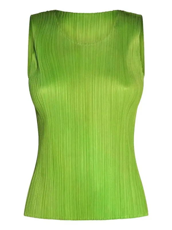 Issey Miyake Pleated Sleeveless Top - Green