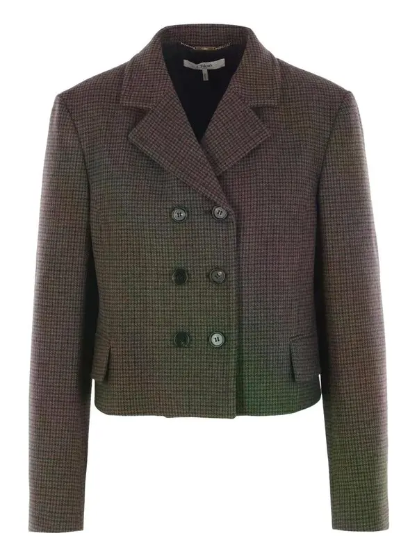 Chloé Houndstooth Double-breasted Jacket - Brown