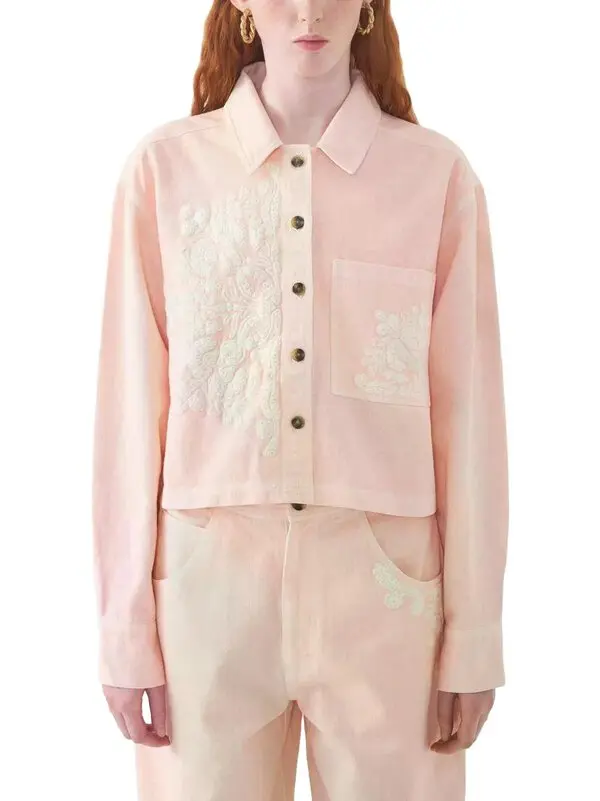 Antik Batik Floral-embroidered Cropped Jacket - Pink