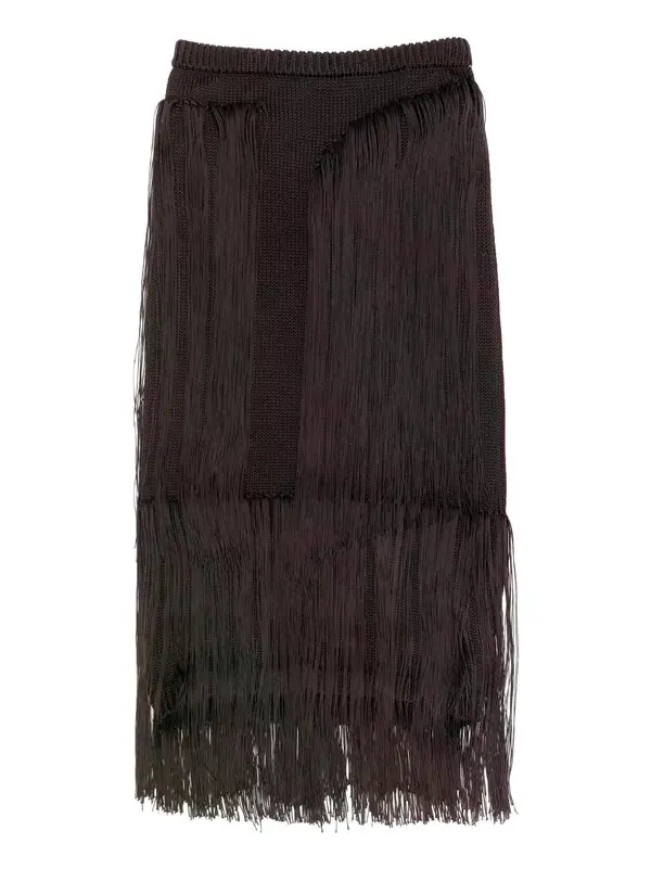 Bimba Y Lola Fringe Layered Skirt - Brown